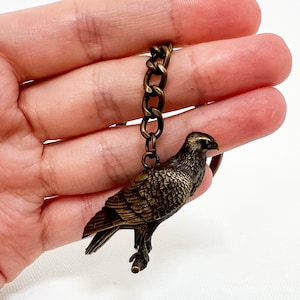 Bronze Falcon Keychain, Falcon Figure, Falcon Pendent, Bird Lover Gift ...