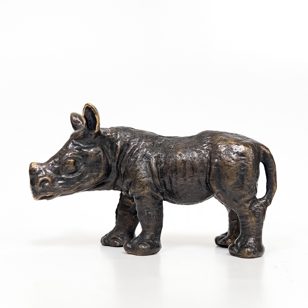 Bronze Baby Rhino Statue, Miniature Rhino Sculpture, Rhinoceros Statue ...