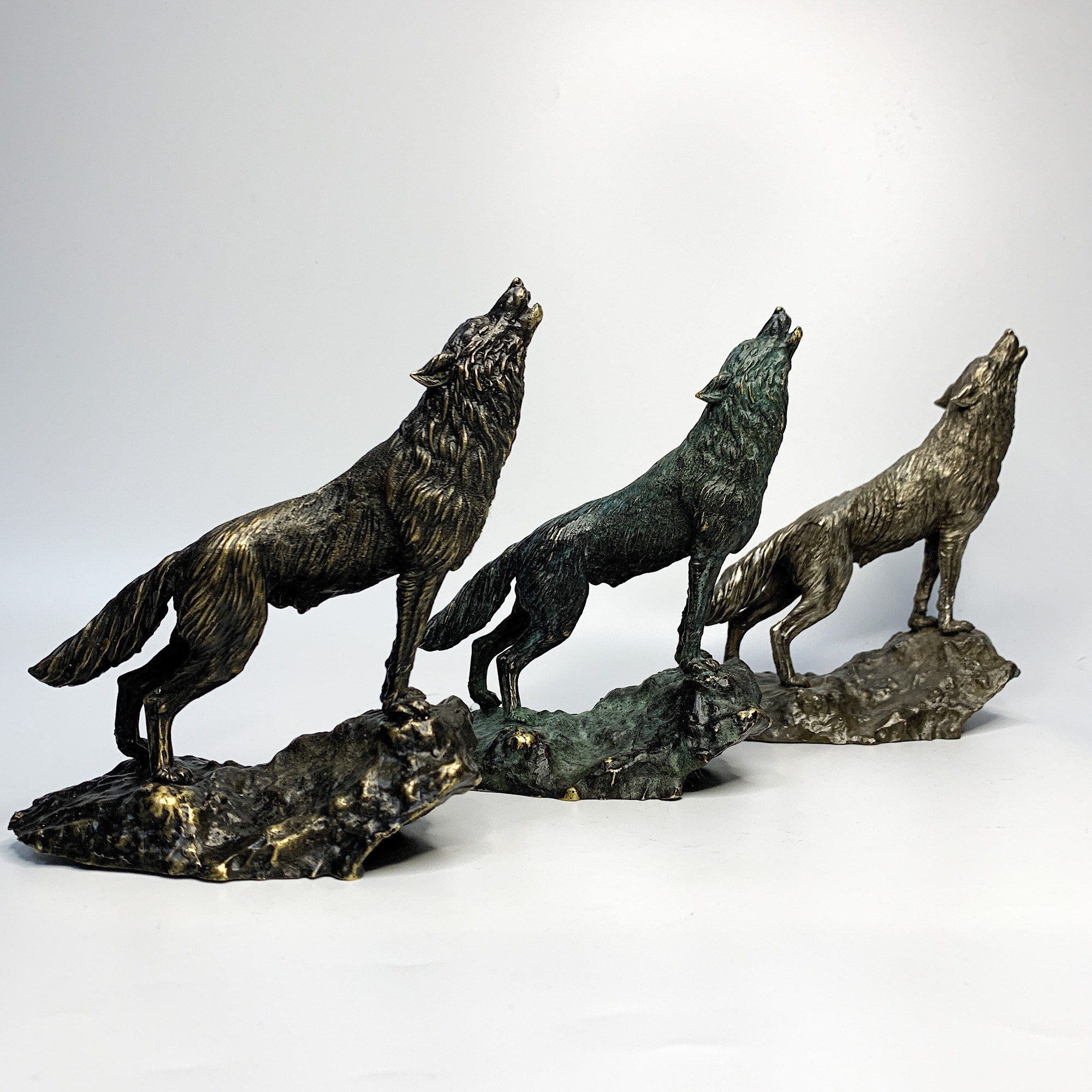 Bronze Wolf Sculpture Bronze Statue Wolf on a Stand Home | Etsy