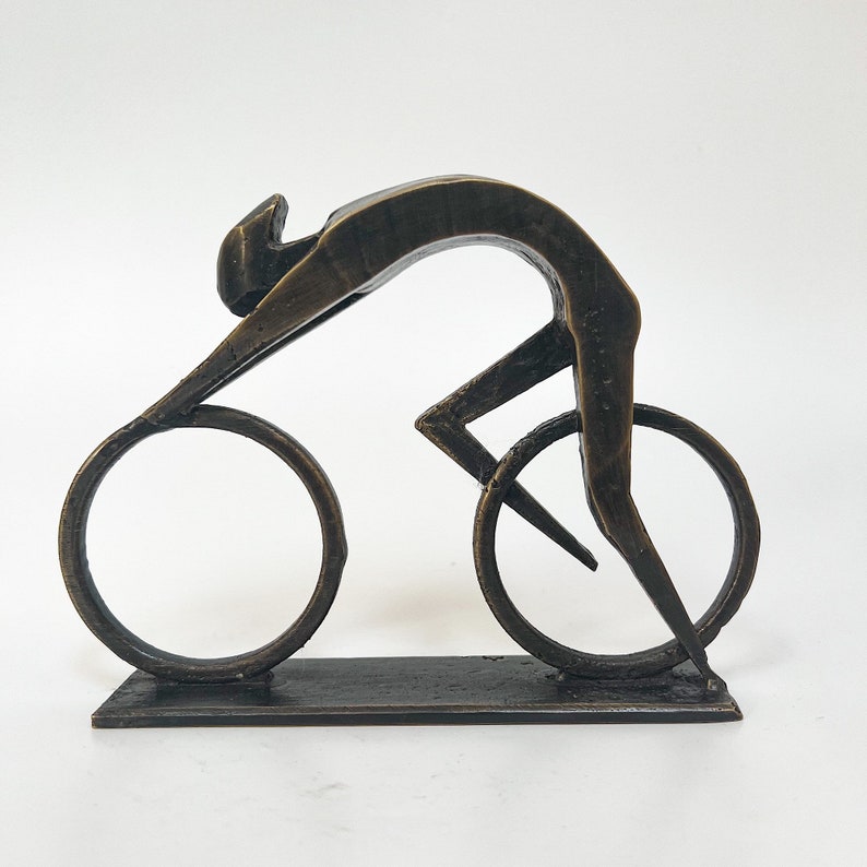 Bronze Bicycle Statue, Bicyclist Figure, Collectible Bike Sculpture ...