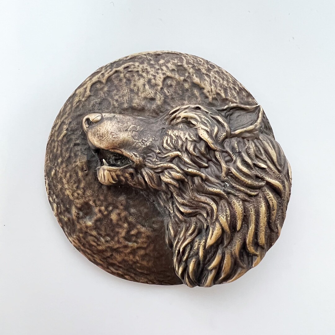 Bronze Wolf Medallion, Wolf Locket, Wolf Charm, Animal Locket, Wolf ...