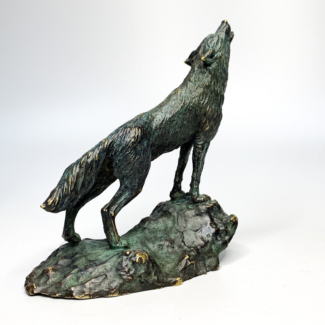 Bronze Wolf Sculpture Bronze Statue Wolf on a Stand Home | Etsy
