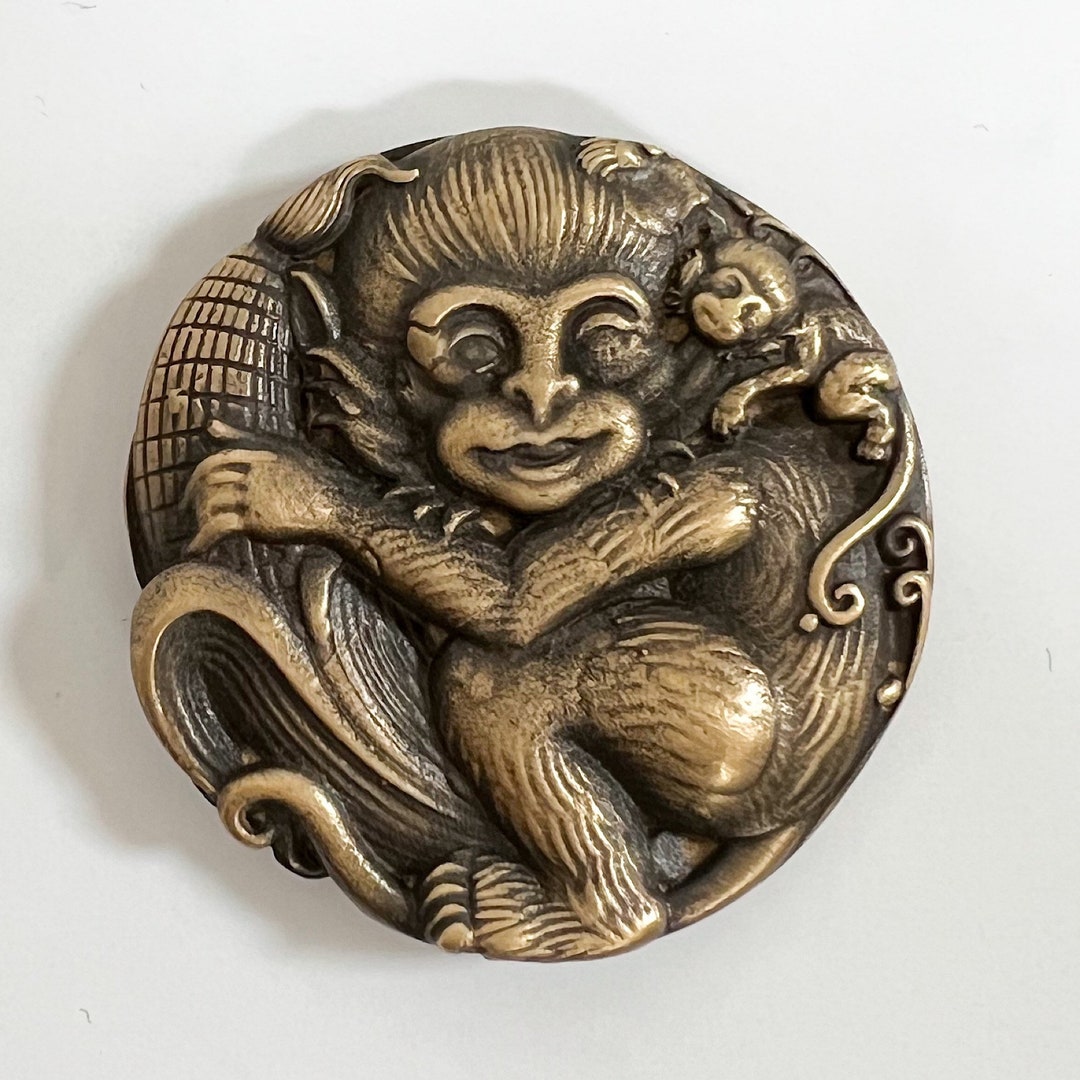 Bronze Monkey Medallion, Monkey Locket, Bronze Charm, Bronze Nature ...