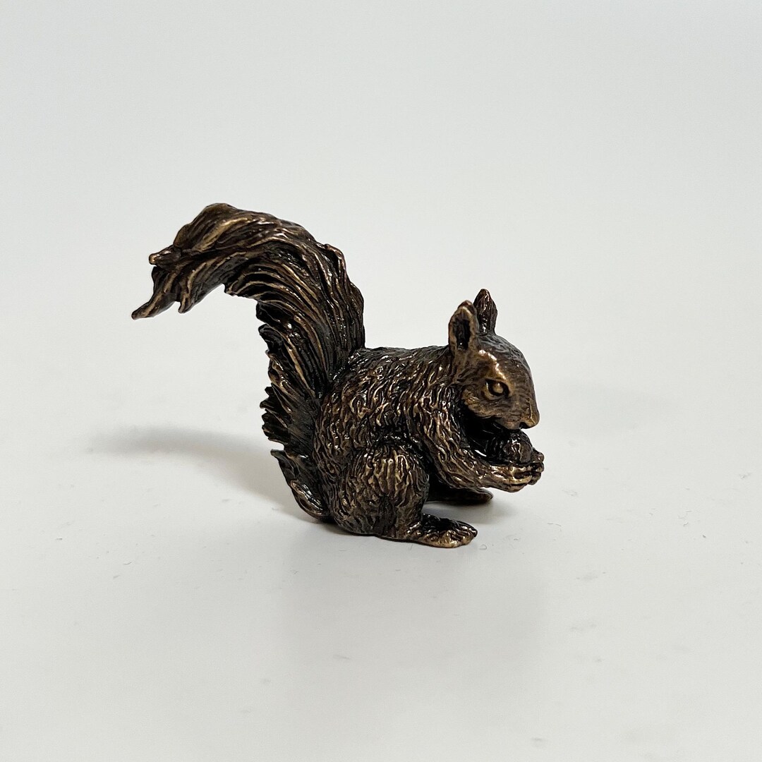 Bronze Squirrel Statue, Miniature Animal Figurine, Squirrel Sculpture ...
