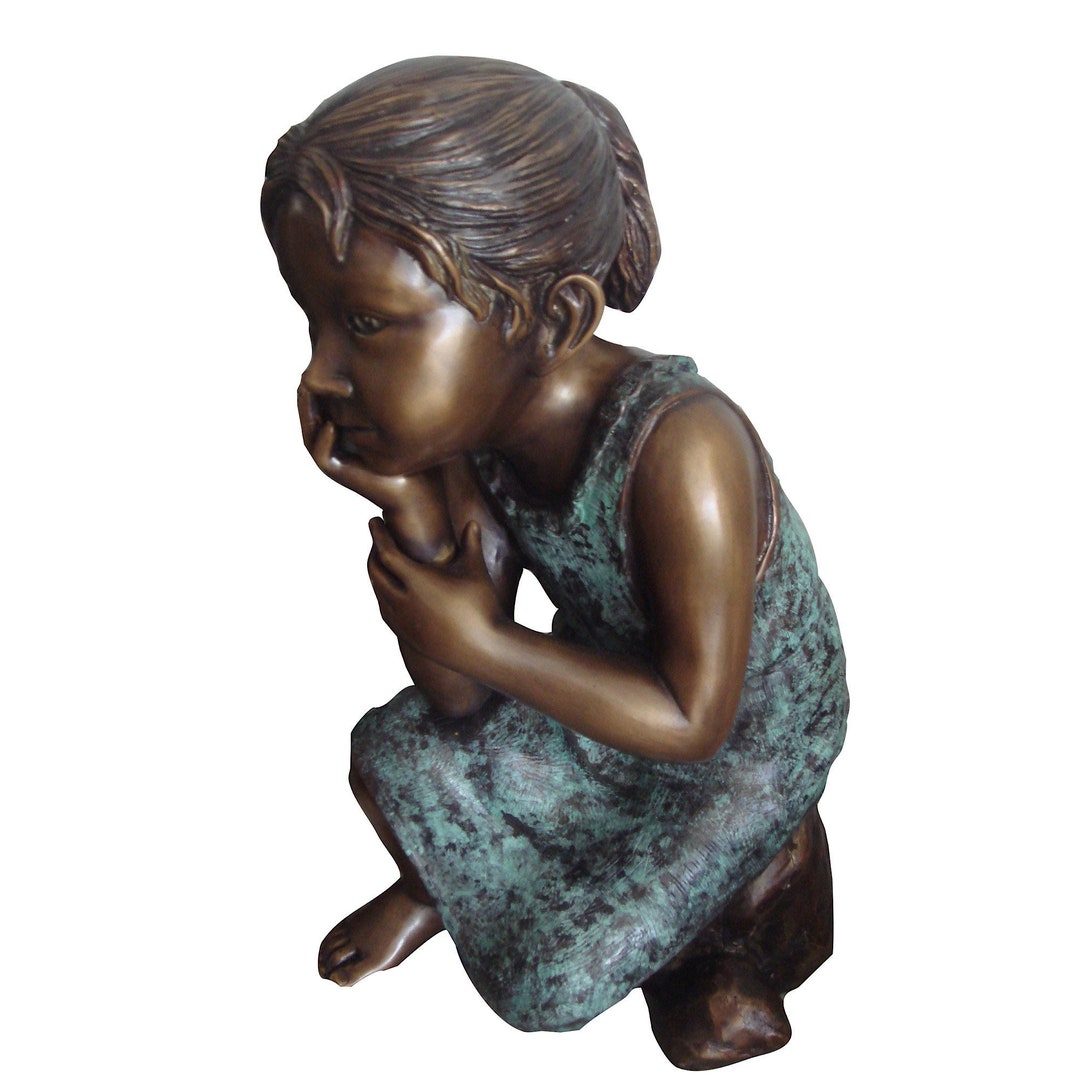Bronze Girl Sculpture, Bronze Garden Statue, Bronze Girl Figure ...