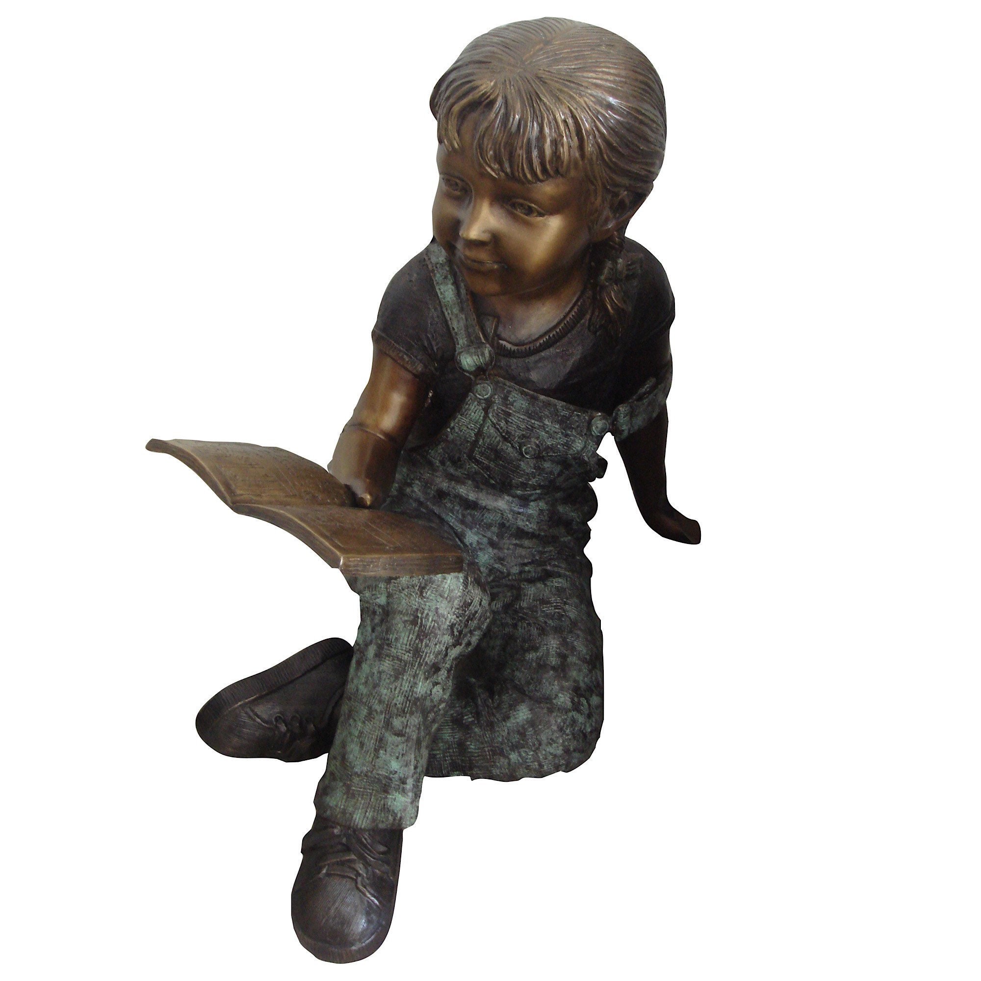 Bronze Girl Sculpture, Girl With Book Figure, Children Sculpture, Girl ...