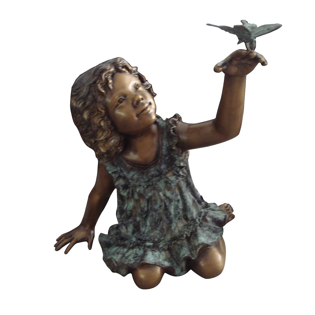 Bronze Garden Sculpture Bronze Girl Statue Girl With - Etsy