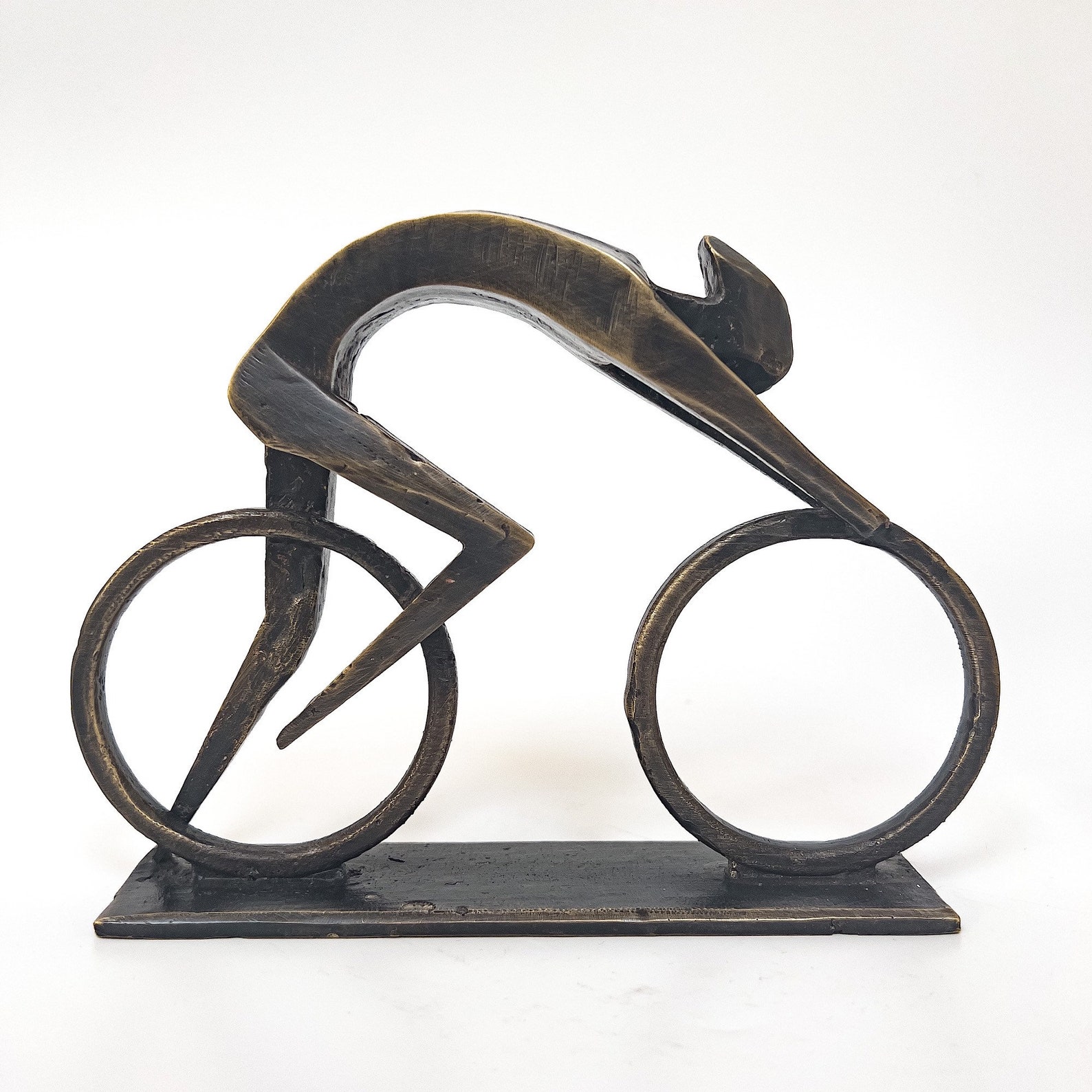 Bronze Bicycle Statue, Bicyclist Figure, Collectible Bike Sculpture ...