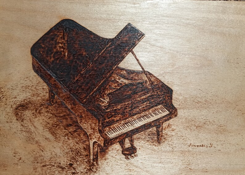 Grand Piano Music Themed Pyrography - Etsy