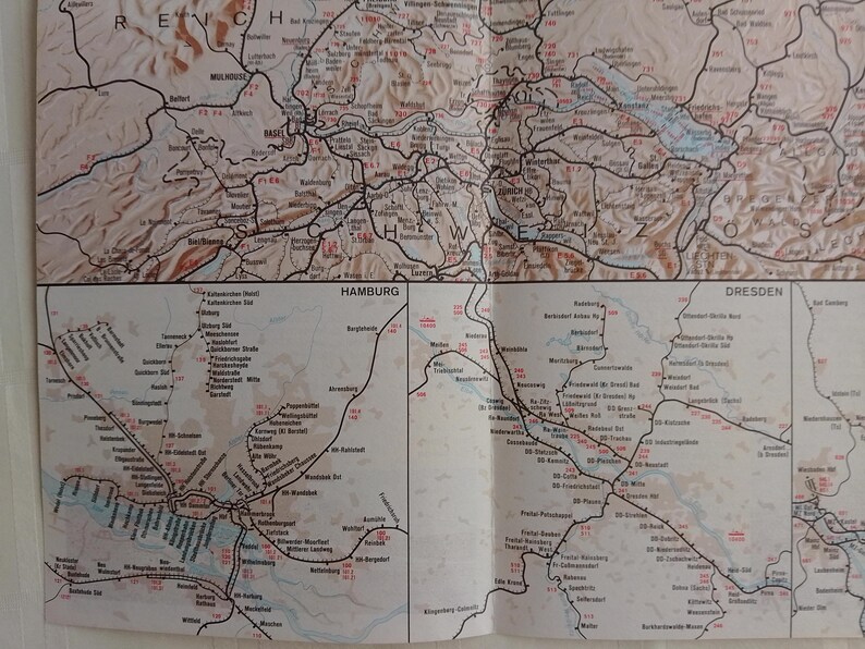 Vintage German Rail Network Map: 1992 Train Transport Collectible - Etsy