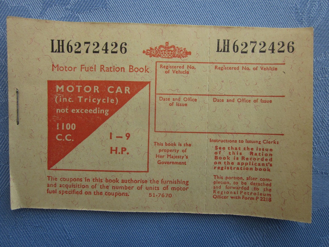Vintage Motor Fuel Ration Book Intact and Unused 1970s Government Motor ...