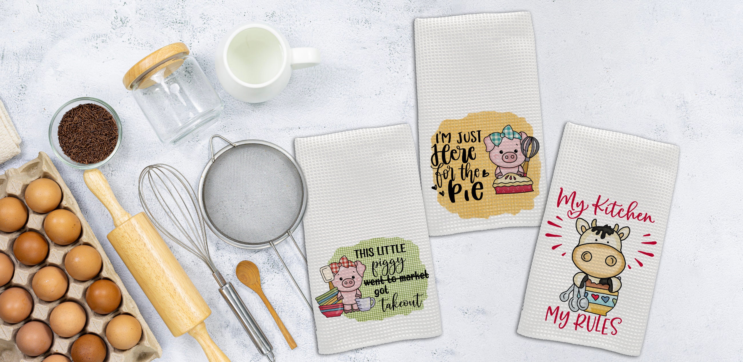 Farmhouse Kitchen Digital Design Set, Towel Digital Set Design, Gnomes ...