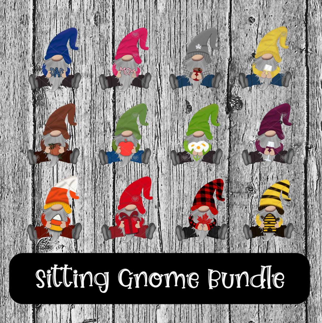 Sitting Gnome Bundle PNG, Sublimation Bundle, Gnome Bundle, Gnomes ...