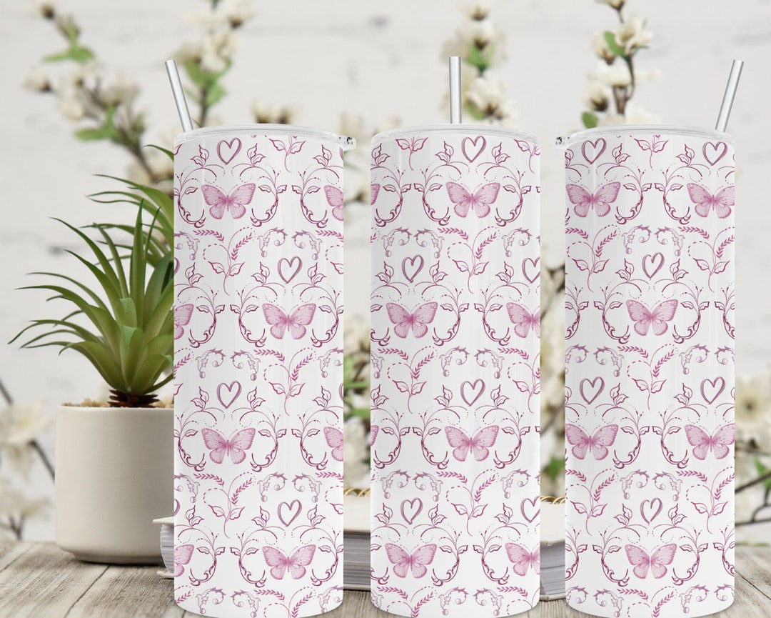 Seamless Pink Cartouche Floral Pattern Digital Download, Tumbler Design ...