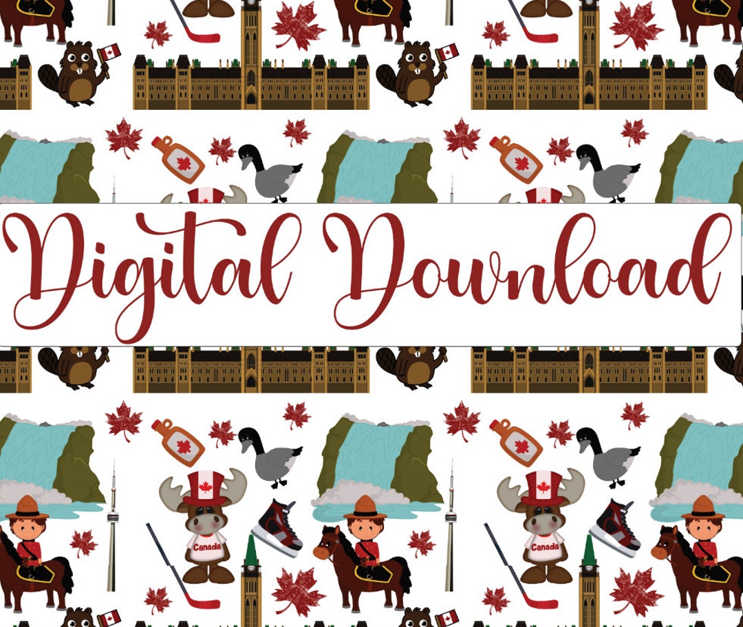 Canadian Digital Paper: Tumbler & Scrapbook Design (digital Download ...