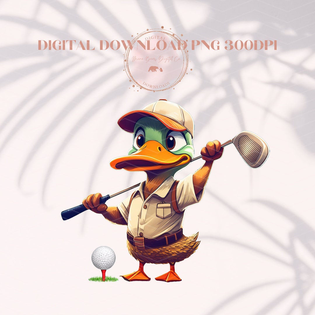Golfing Duck PNG: Sublimation Design for Mugs & Shirts (digital ...