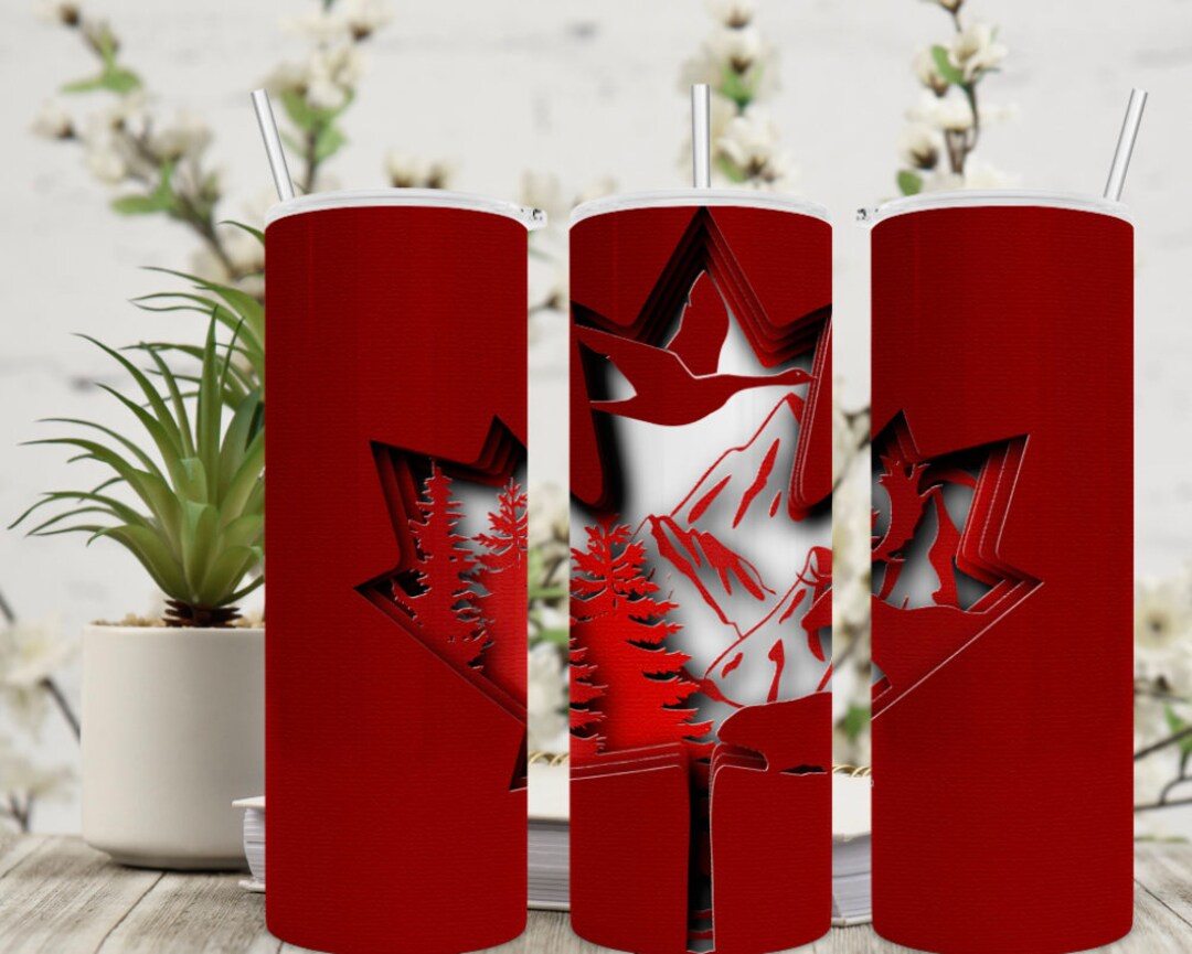 Canadian Collage Paper Cut Digital Design, 20oz Tumbler Design, Skinny ...