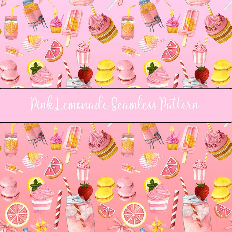Pink Lemonade Digital Paper Designs, Summer Design, Seamless Patter ...