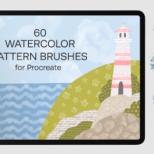 Watercolor Pattern Brushes for Procreate, Texture Nature Brush Set ...