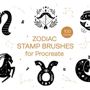 Zodiac Stamp Brushes for Procreate, silhouettes of Zodiac Signs ...