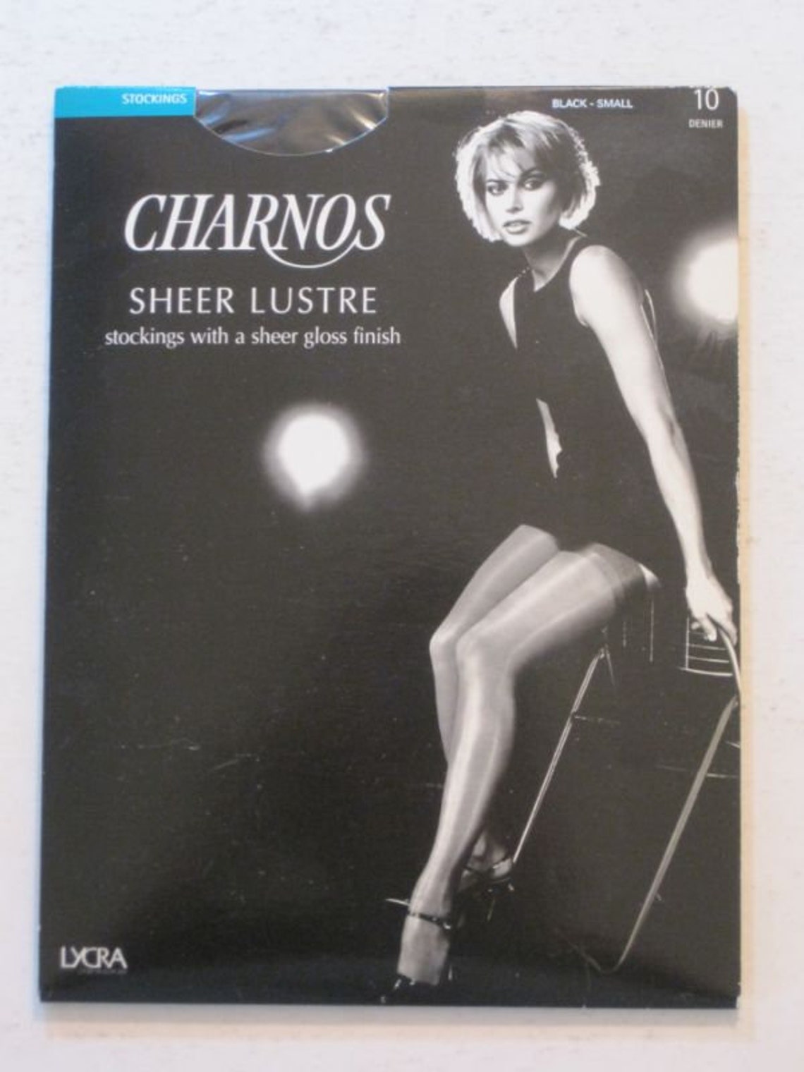 One Pair of CHARNOS SHEER LUSTRE Black Stockings. Size Small. 10 Denier ...