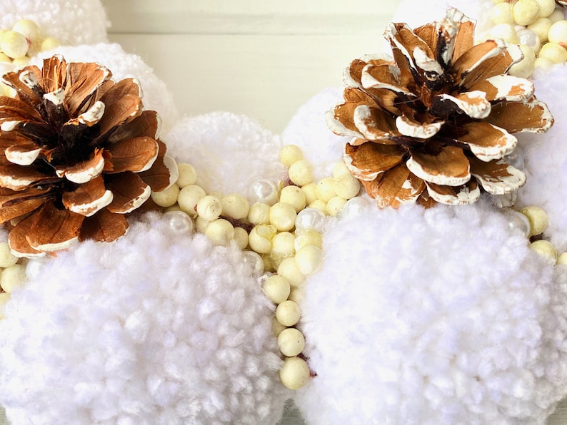 12" Winter Pom Pom Wreath | Christmas Wreath | Holiday Wreath ...