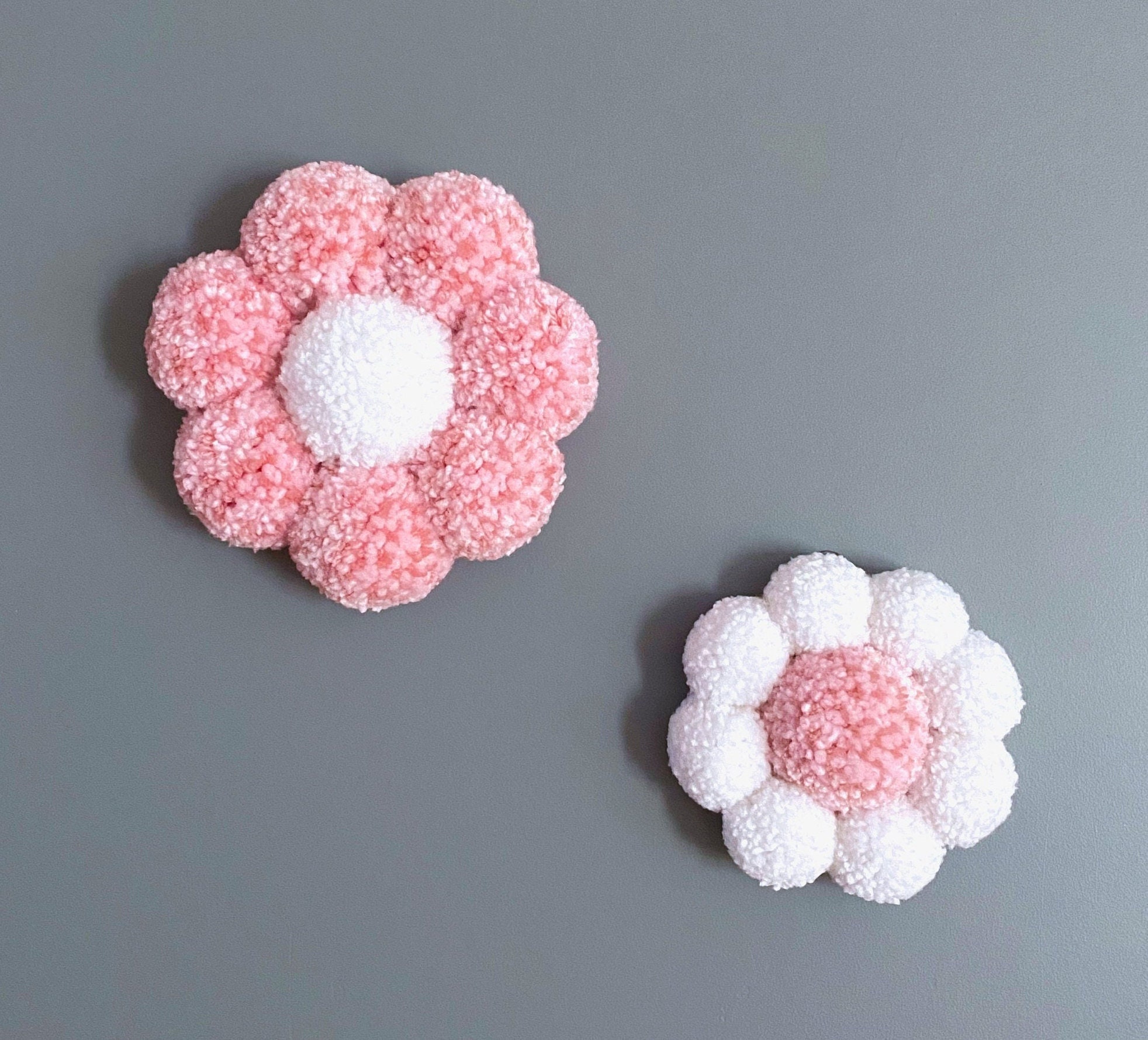 Set of Pom Pom Flowers | Pom Pom Daisy | Pink, White, Pale Pink ...