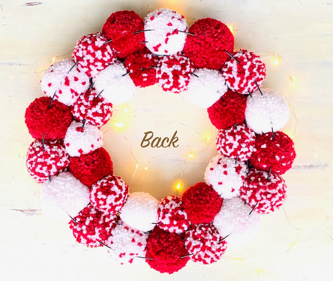 17 Winter Pom Pom Wreath Christmas Pom Pom Wreath Holiday Wreath Red ...