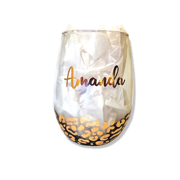 Cheetah Print Wine Glass - Etsy