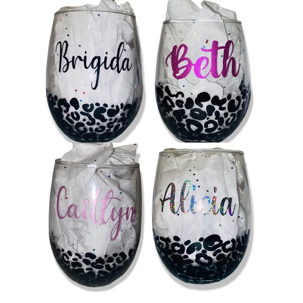 Cheetah Print Wine Glass - Etsy