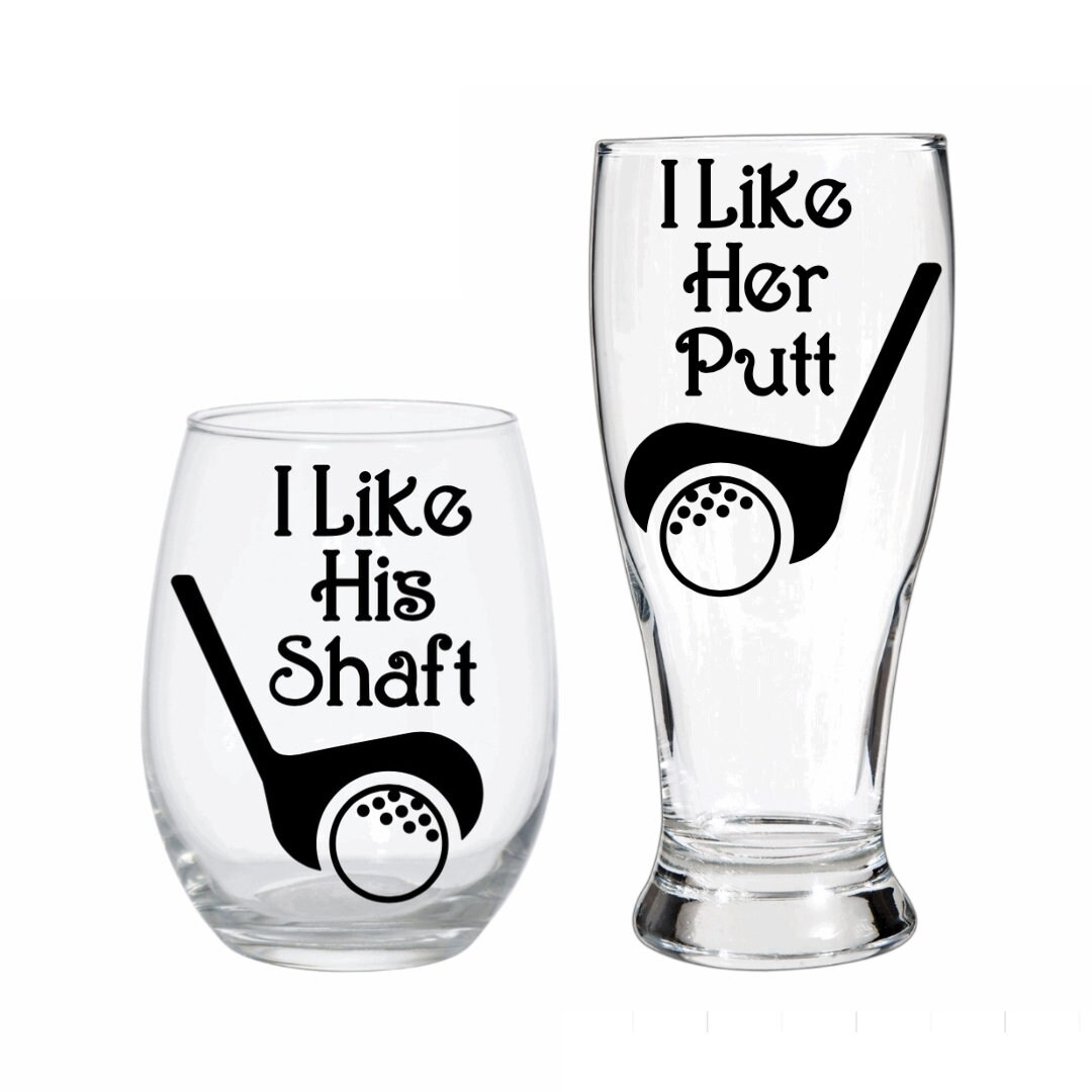 Funny Golf Gift for Couple Golf Wine and Beer Glass Golf Anniversary ...