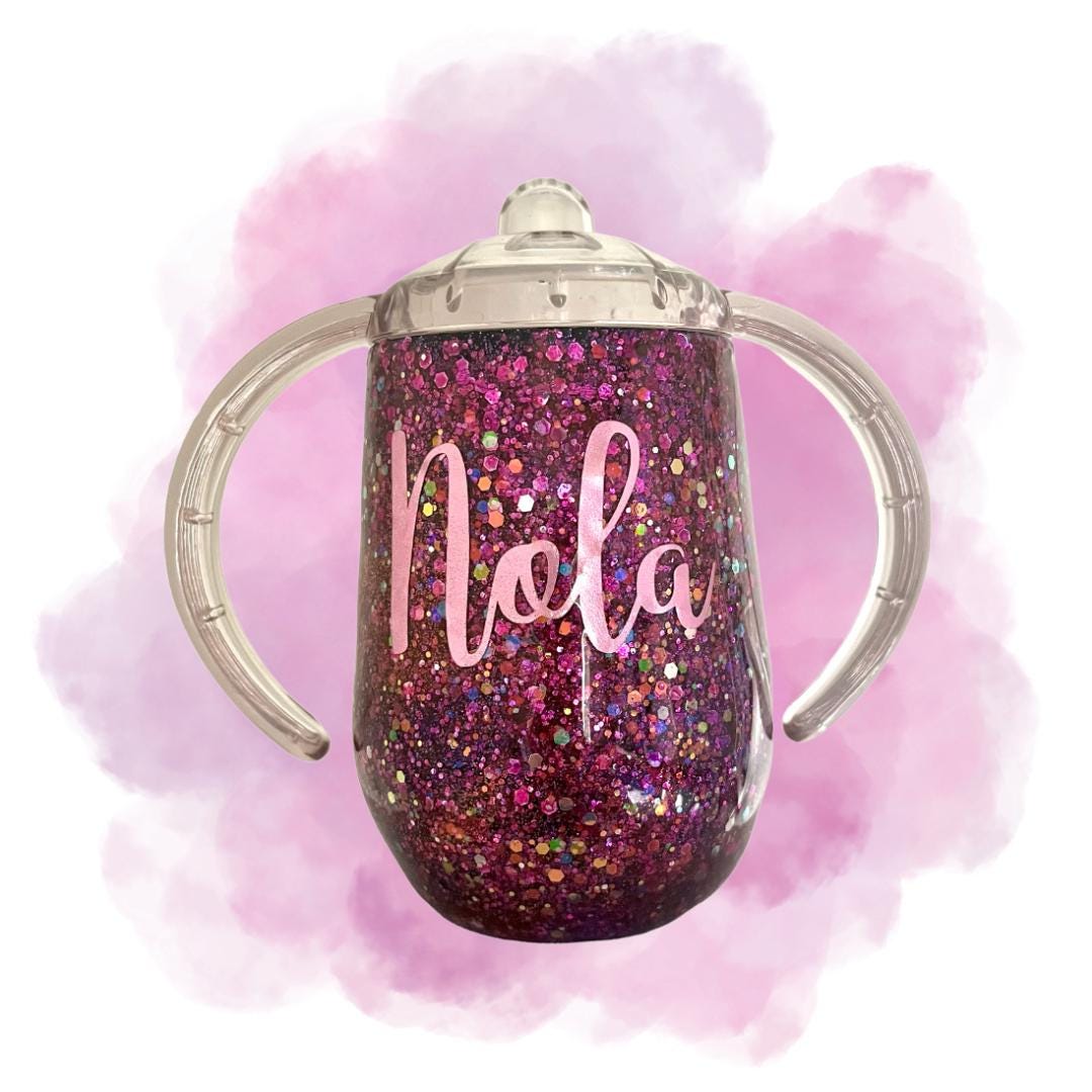 Custom Sippy Cup Personalized Sippy Cup Girl Sippy Cup Glitter Purple ...