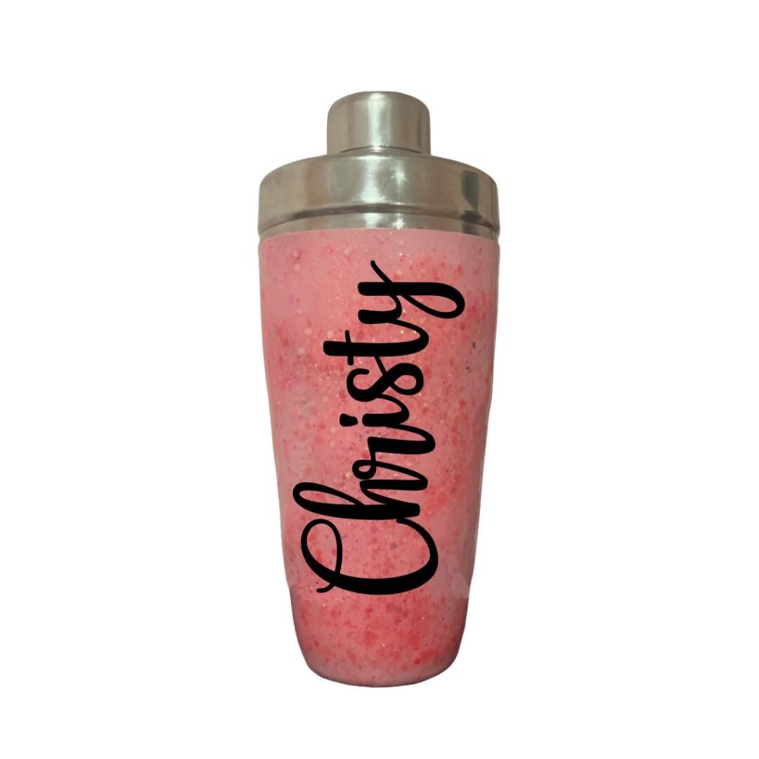 Custom Cocktail Shaker Personalized Pink Glitter Margarita Shaker ...