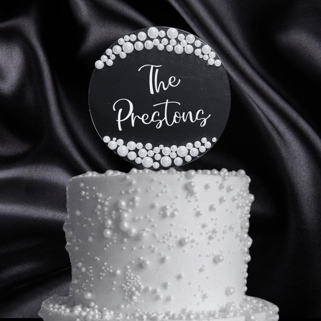 Wedding Cake Topper Custom Pearl Cake Topper Acrylic White Pearl ...