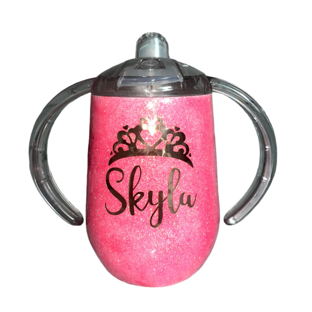 Sippy Cup Pink Glitter Sippy Cup Custom Girl Sippy Personalized Sippy ...