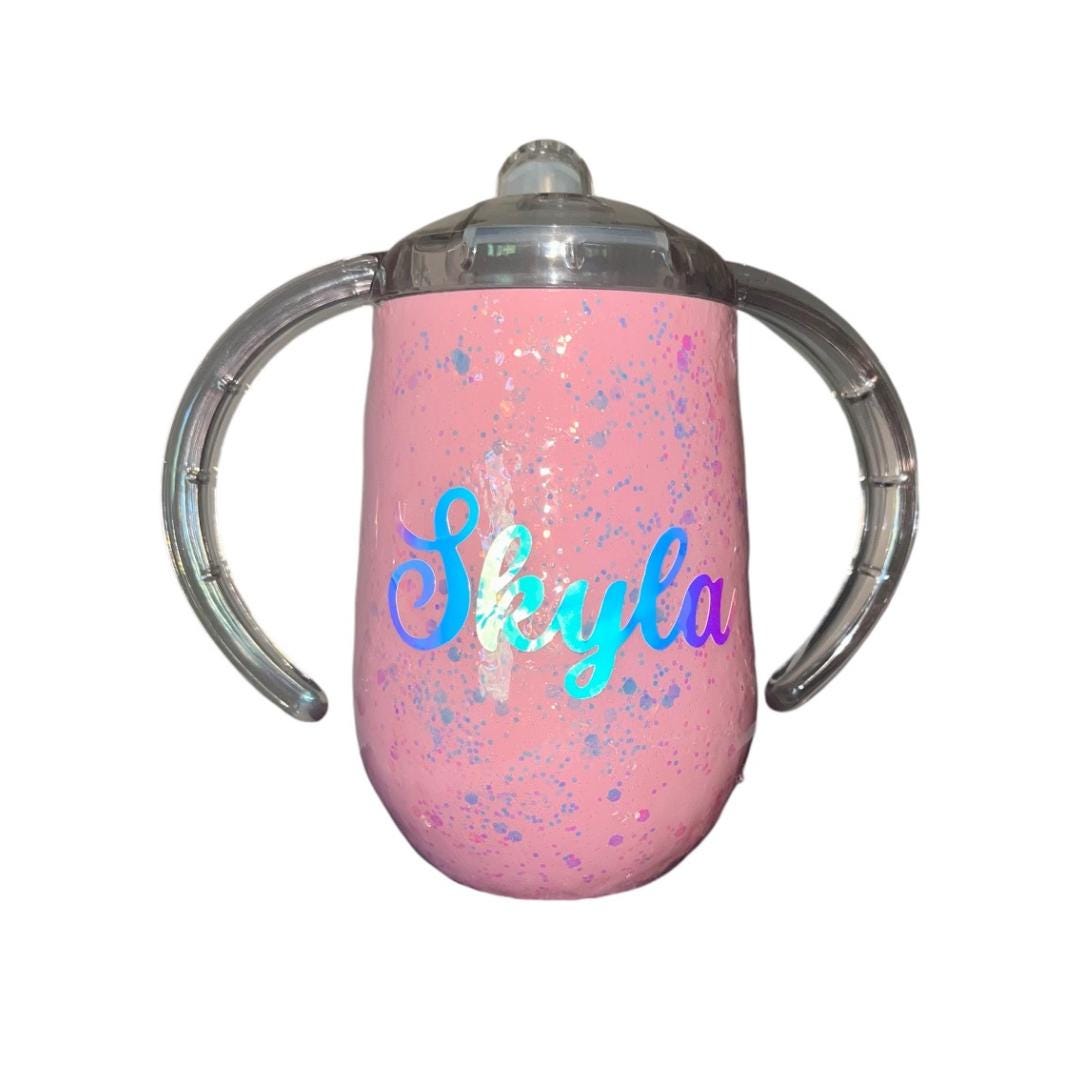 Personalized Sippy Cup Tumblers Glitter Sippy Cup Pink Glitter Sippy ...