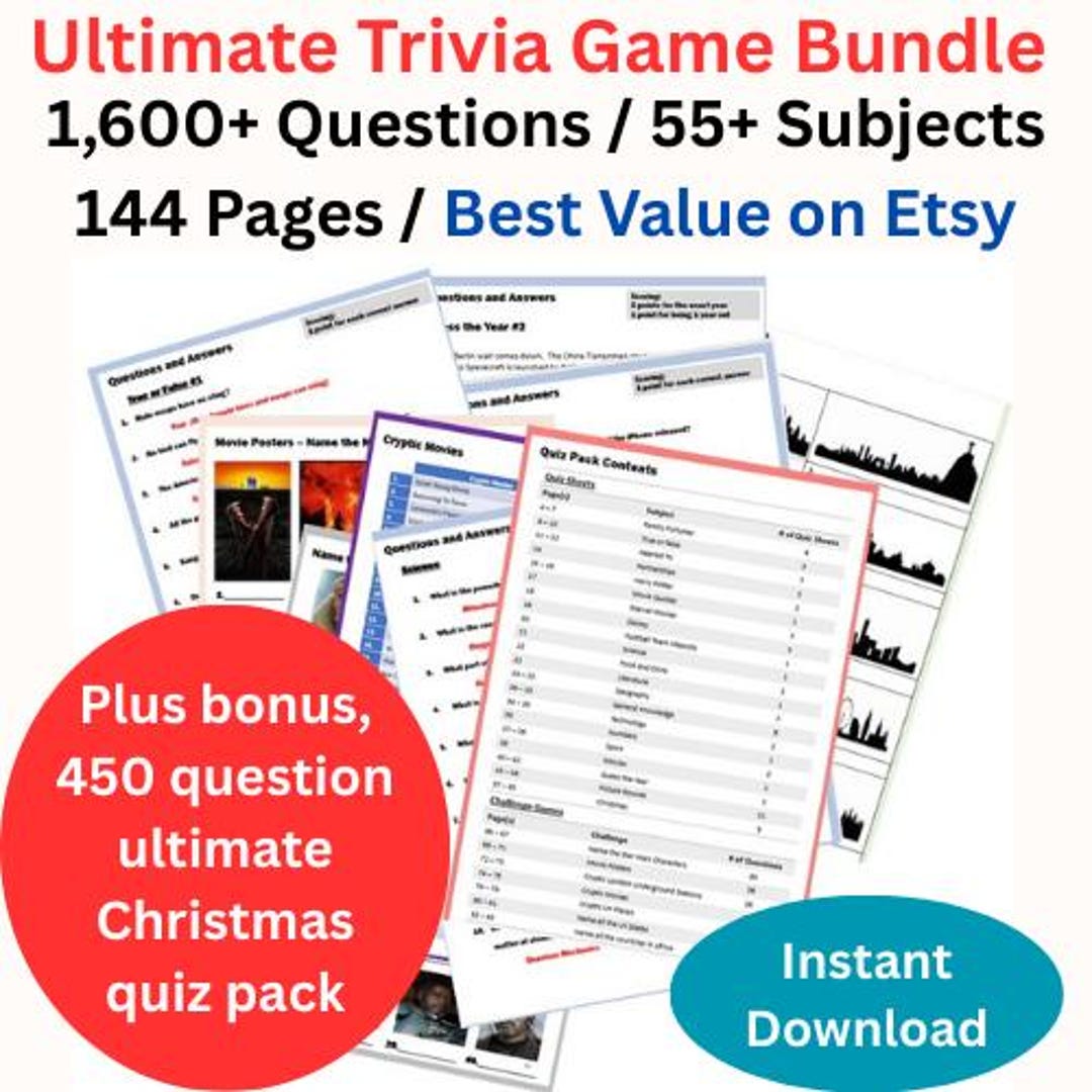 Ultimate Trivia Quiz Bundle: 1600+ Questions, 55+ Subjects + Bonus 54 ...