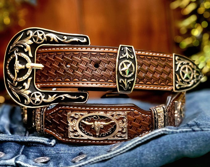 Longhorn Western Belt Genuine Leather Texas Style Western Belt Size ...
