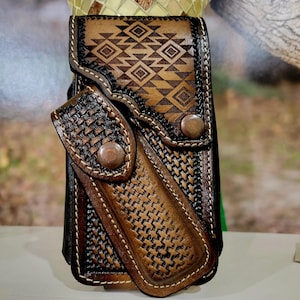Native American Phone Holster With Knife Sheath Western Phone Case ...