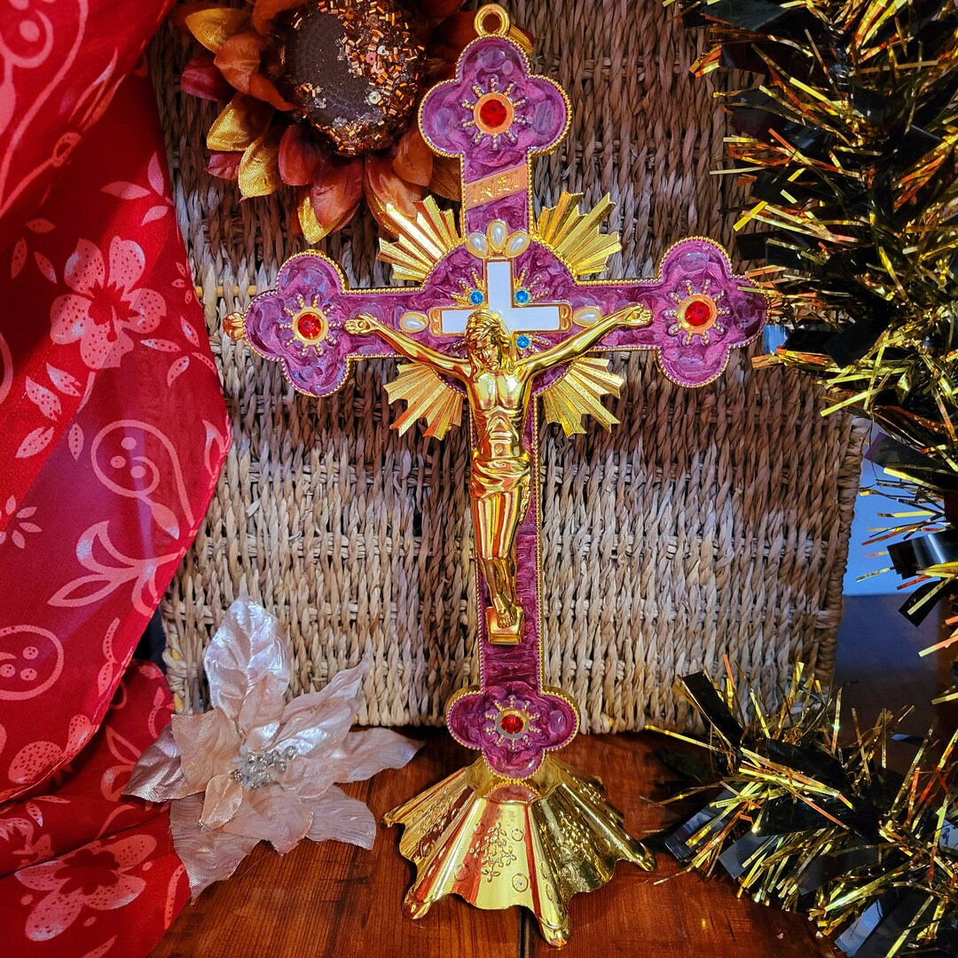 INRI Crucifix Jesus Christ Figurine Table Stand Altar Piece Detachable ...