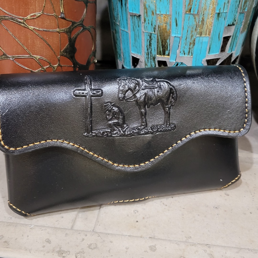 Praying Cowboy Western Phone Holster Belt Loop Horizontal Black Cowboy ...
