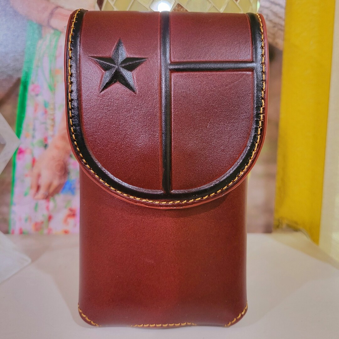 Western Cell Phone Holder Holster Genuine Leather Belt Loop Texas Style ...