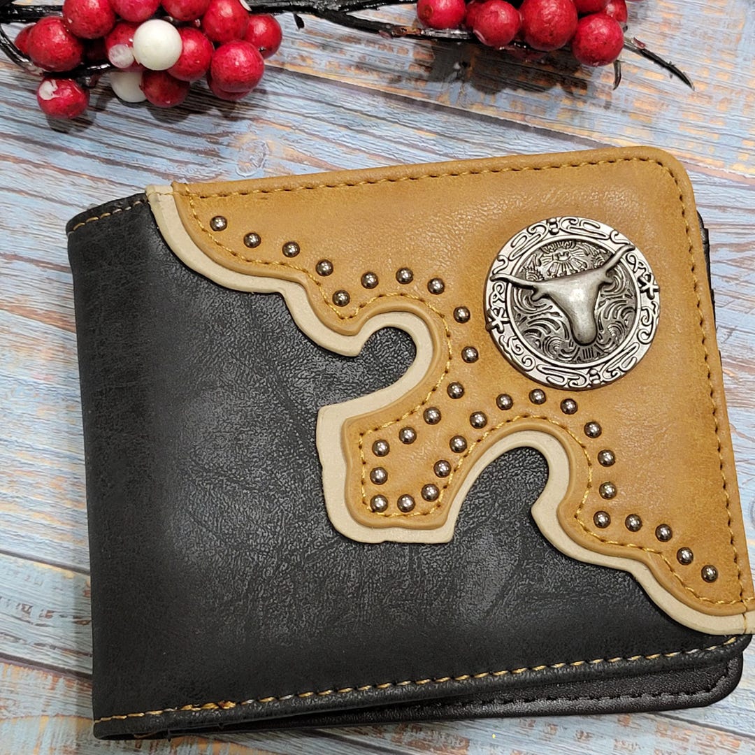 Personalized Longhorn Wallet Cowboy Wallet Texas Style Bullhead Wallet ...