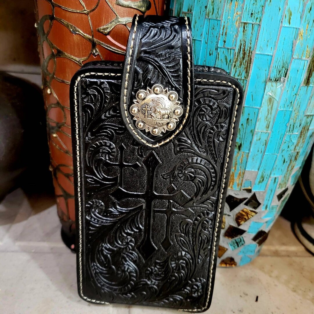 Praying Cowboy Phone Holster Western Cowboy Genuine Leather Phone Belt ...