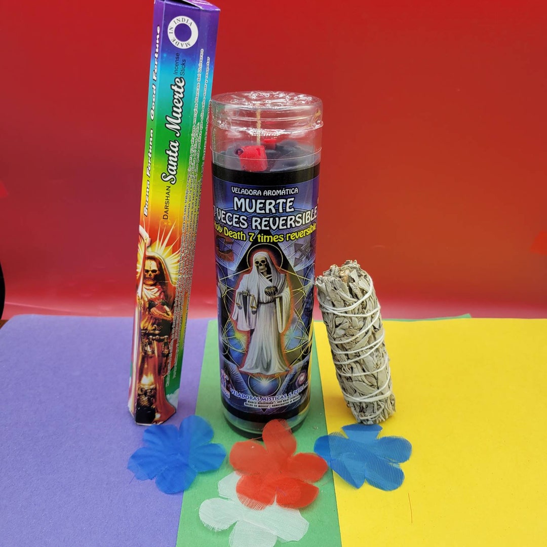 Santa Muerte Candle 7-veces Reversible Veladora PREPARED FIXED With ...