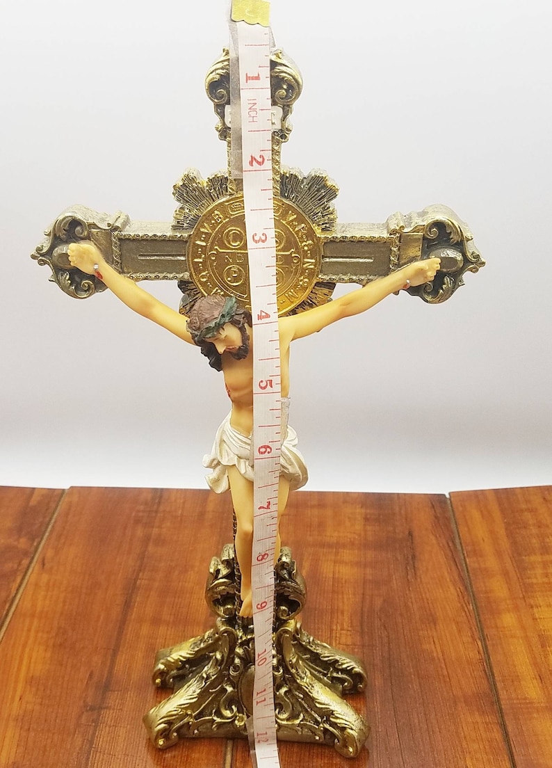 INRI Crucifix Jesus Christ Figurine Table Stand Altar Piece Antique ...