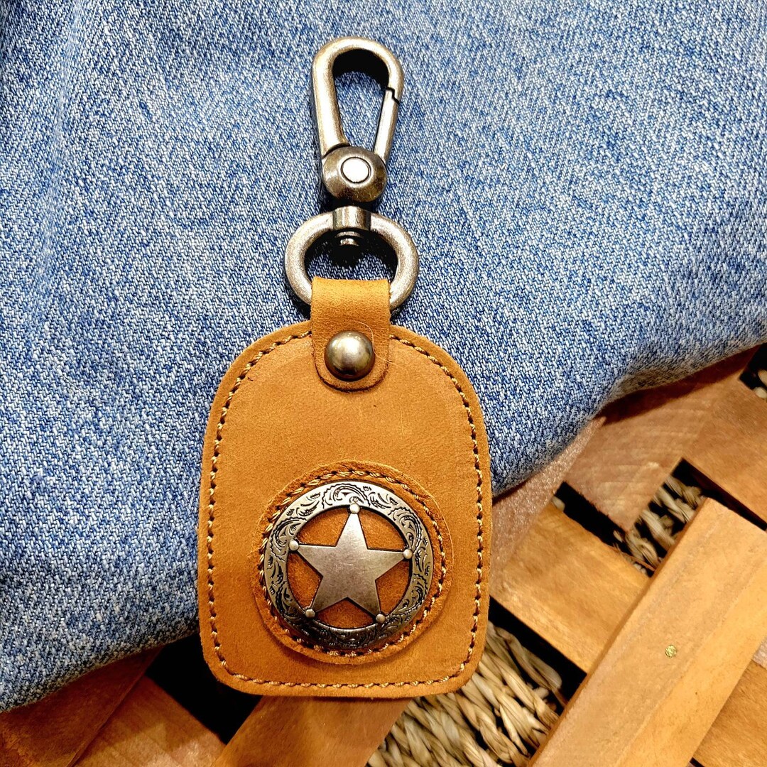 Montana West Texas Star Western Key Chain Leather Concho Marshal Star ...