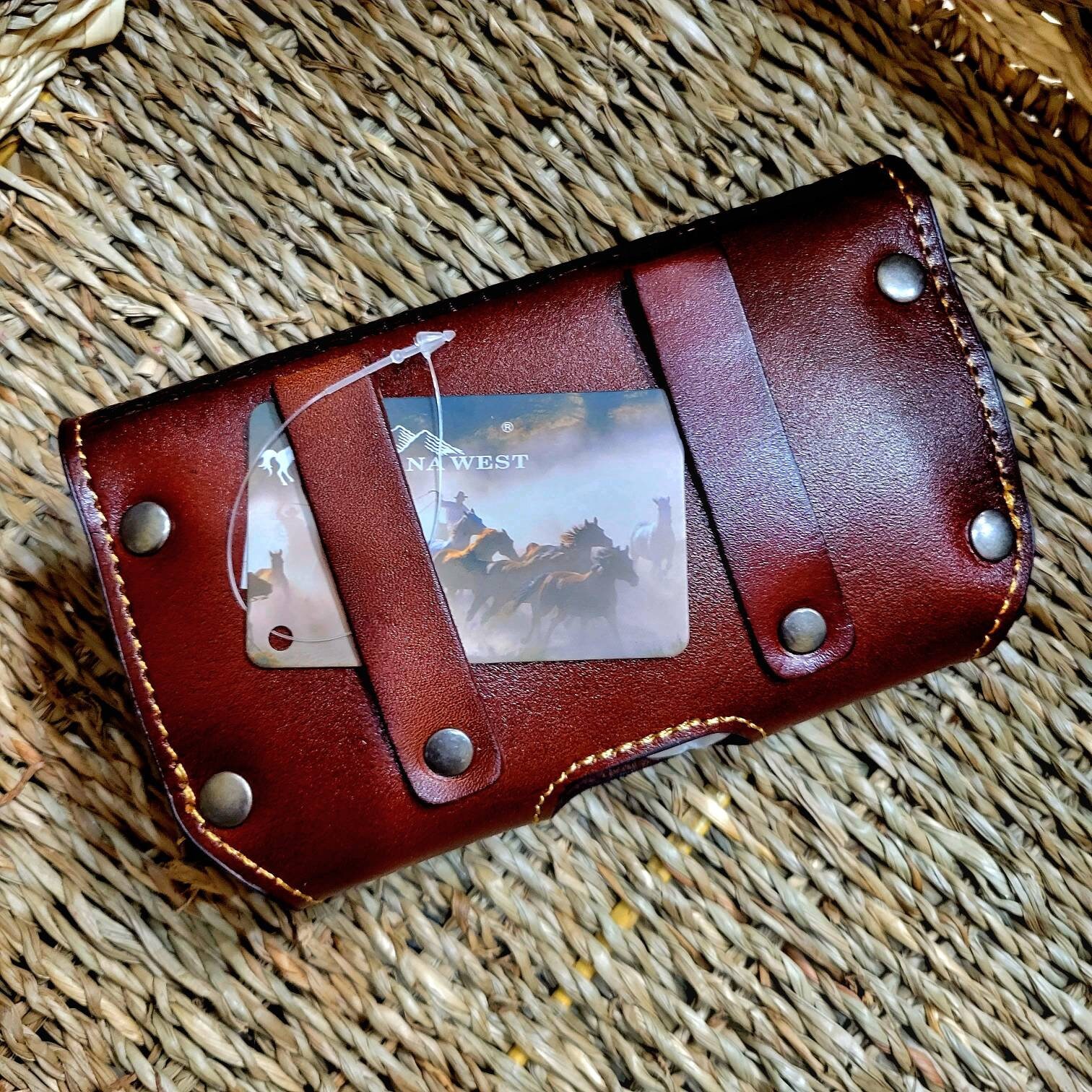 Western Phone Holster Star Phone Case Genuine Leather Belt Loop Phone ...