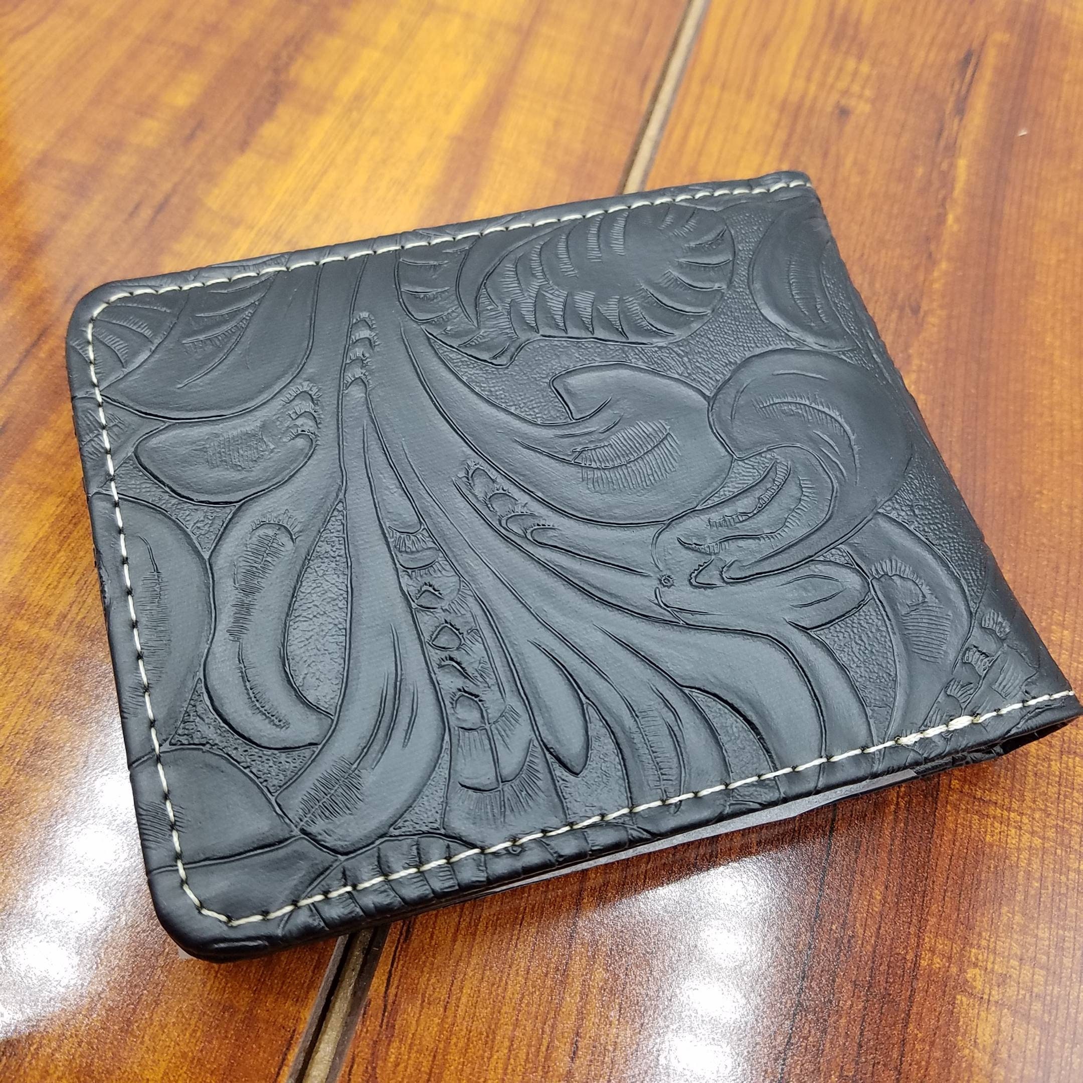 Cross Mens Wallet Western Bifold Black and Orange Embroidered - Etsy