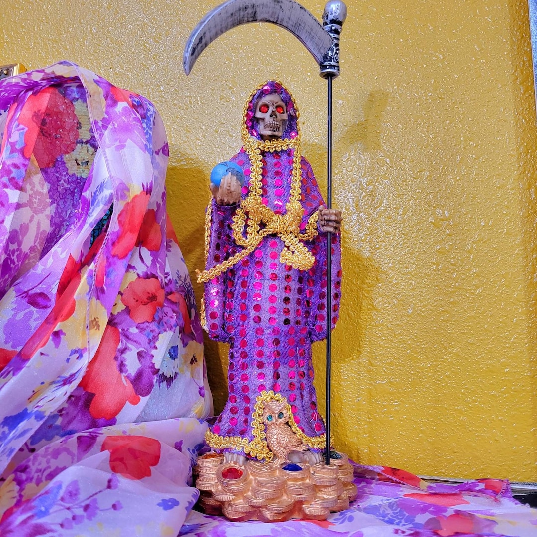 SANTA MUERTE Purple Statue 13shiny Cloak Holy Death - Etsy